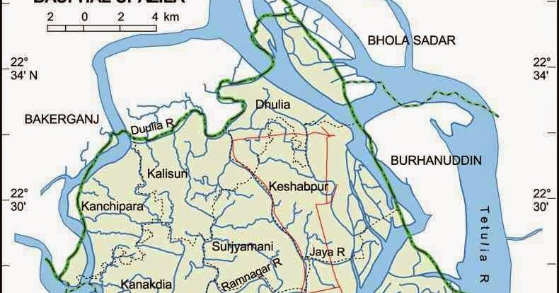 Baufal Upazila Map, Patuakhali District, Bangladesh