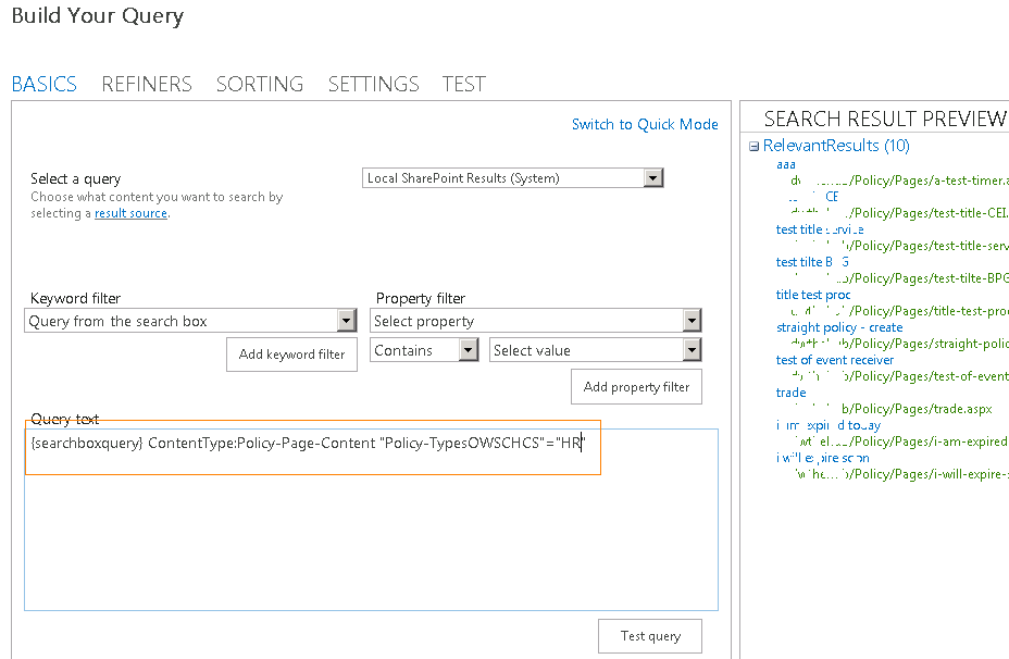 SharePoint 2013 Learning SP2013 Content Search Webpart Query SharePoint 2013 Learning SP2013 Content Search Webpart Query