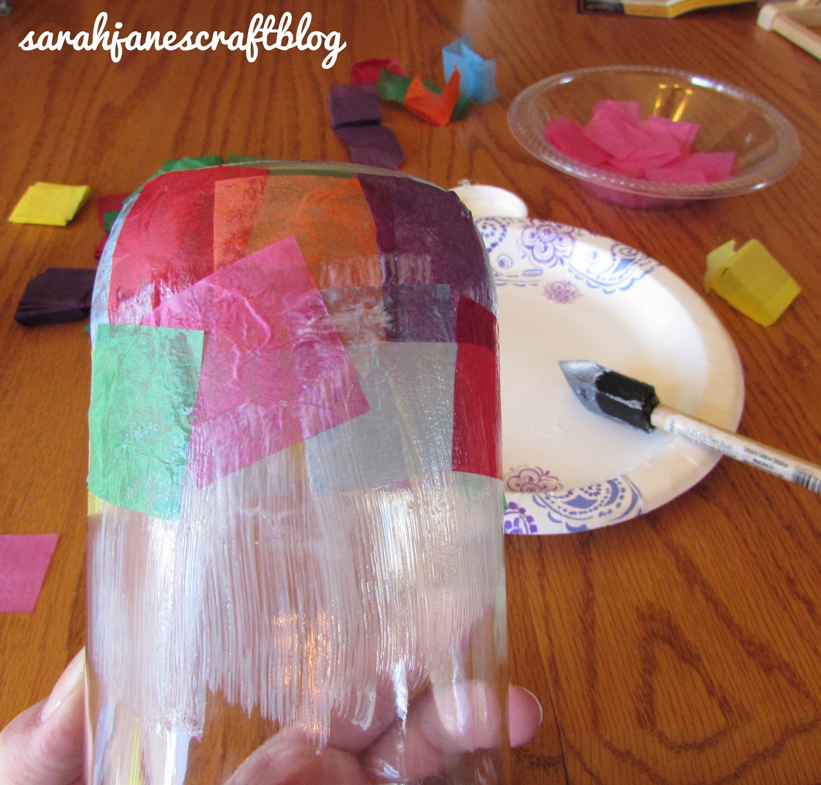 Sarah Jane s Craft Blog Tissue Paper Stained Glass Jar Sarah Jane s Craft Blog Tissue Paper Stained Glass Jar