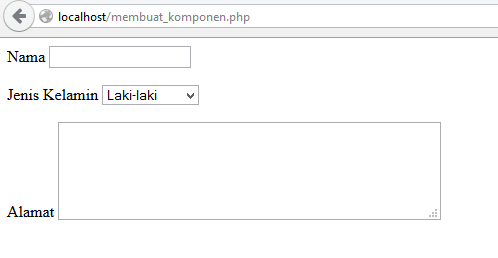 Dasar-Dasar Pemrograman PHP bagian 3 – Cara Membuat Text Field, Text Area Dan Combo Box ~ JONCODE