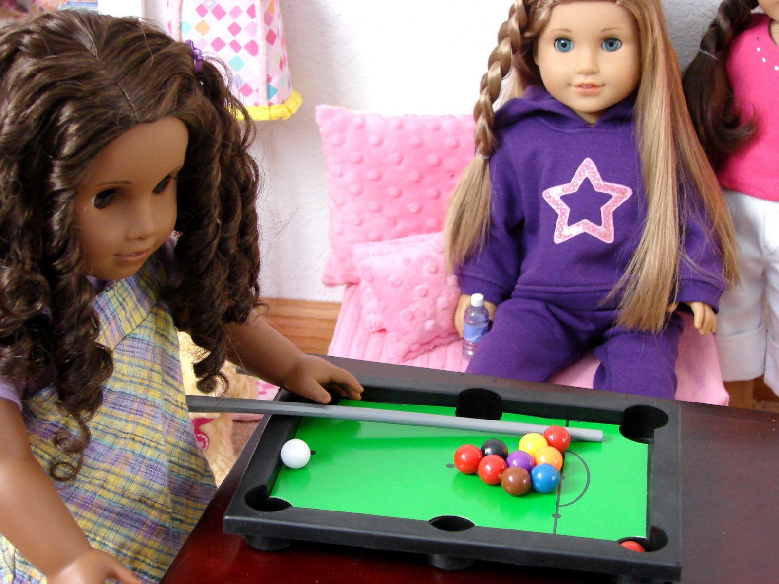 American Girl Doll Play: Dollar Store Find - Doll Sized Pool Table!