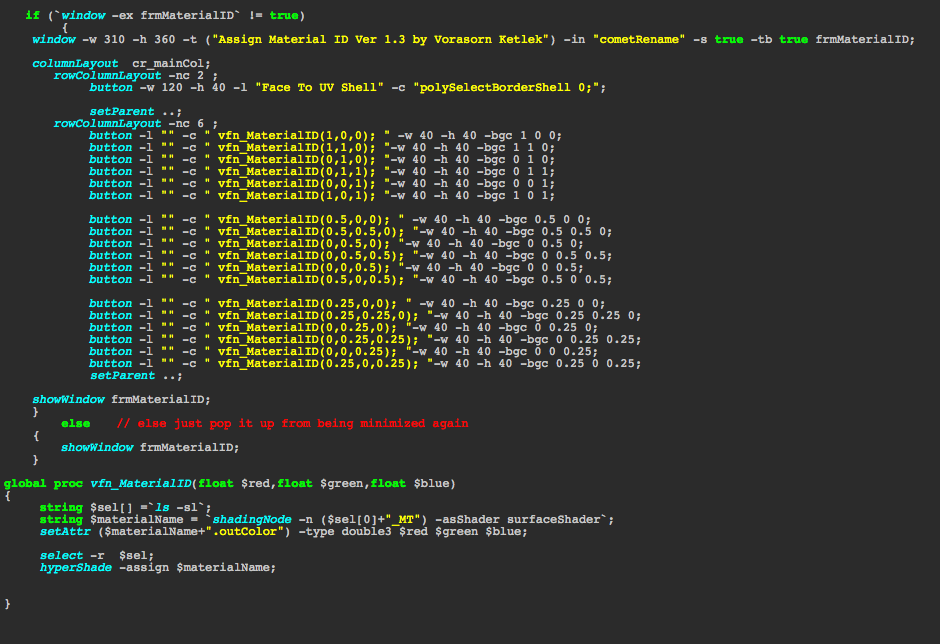 Autodesk Maya Programming: Material ID (Mel Script)