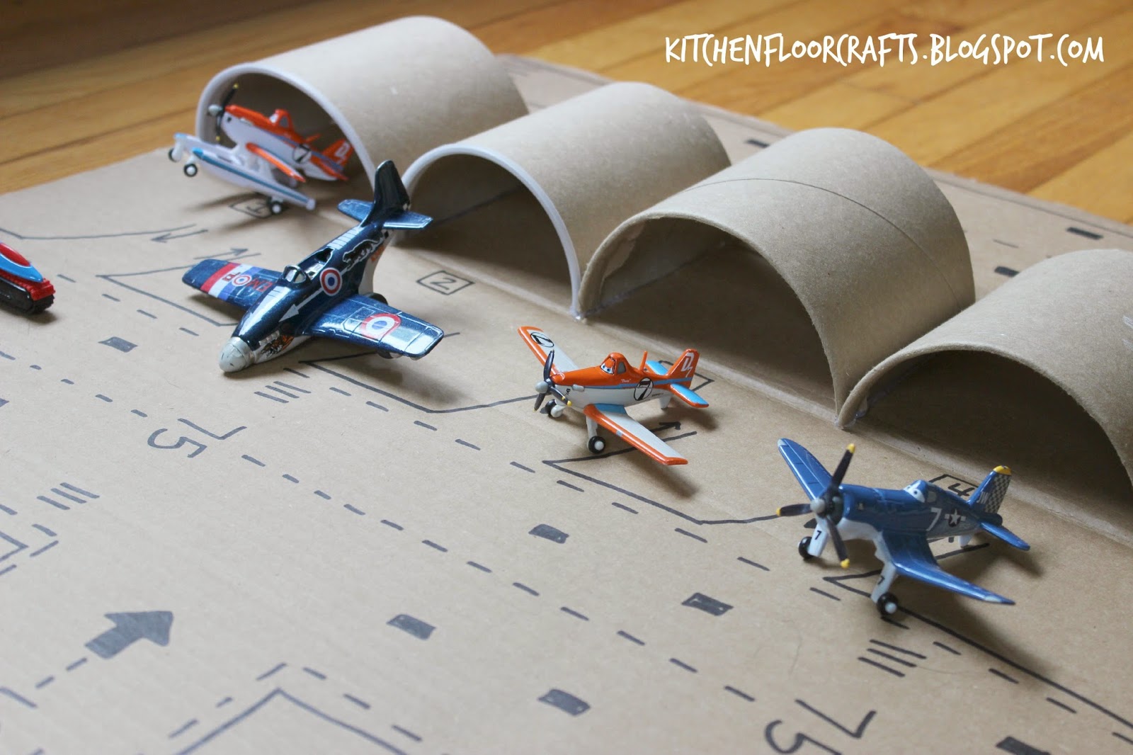 Kitchen Floor Crafts: Cardboard Airfield