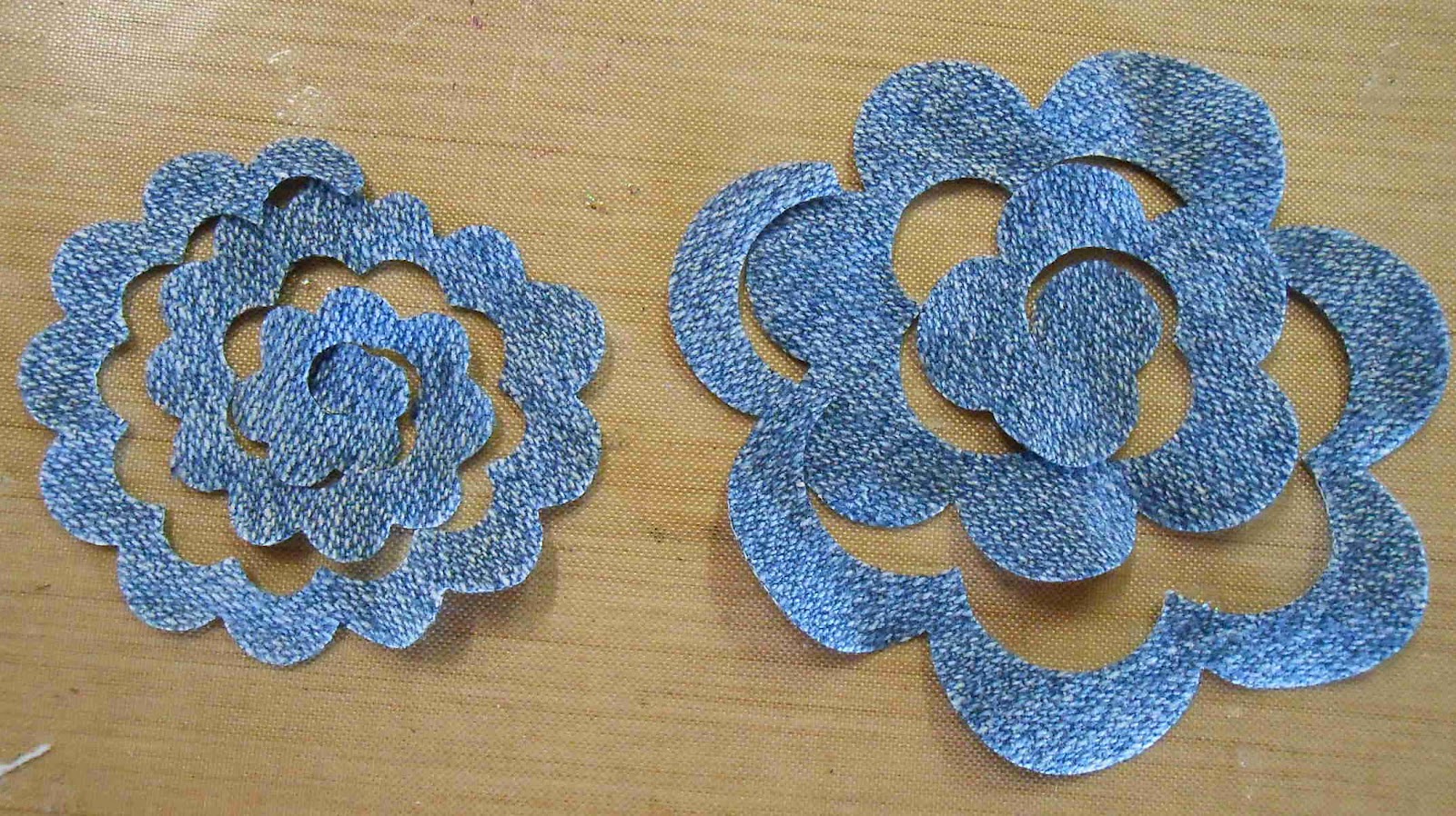 Distracted by Something Shiny: Upcycled Denim Rosettes with Crystal Centers