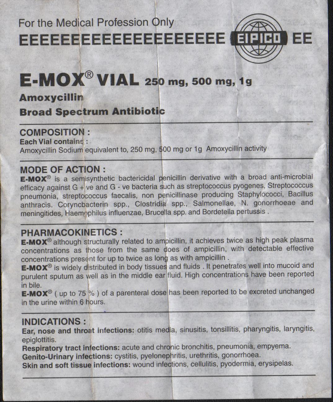 Drug Pamphlet: E-MOX vial