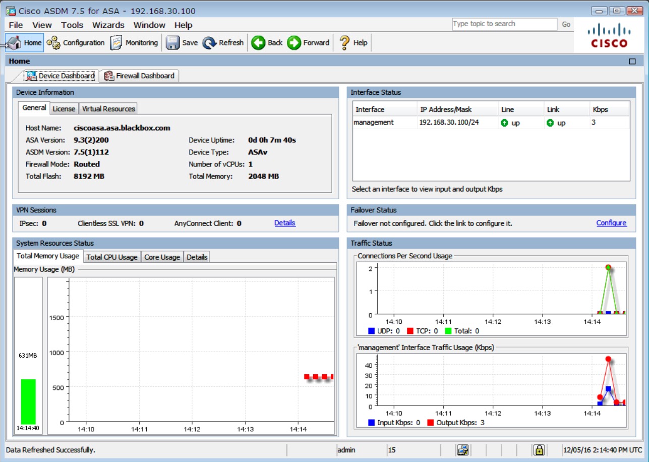 BlackBox: Использование ASDM для управления Cisco ASA