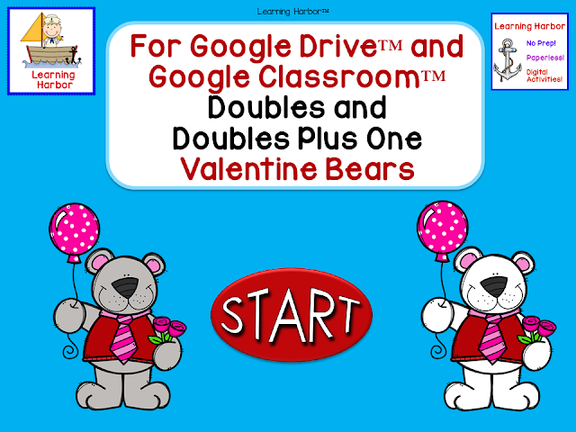 Adding Doubles and Doubles Plus 1 Valentine Bears Fun - Learning Harbor ...