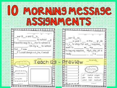 Easy Morning Messages | Teach123