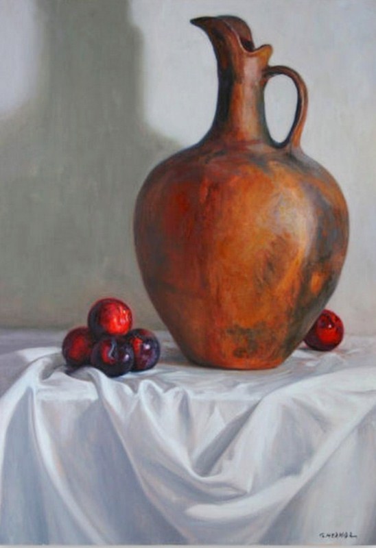 Jarras de barro con frutas al oleo - Imagui