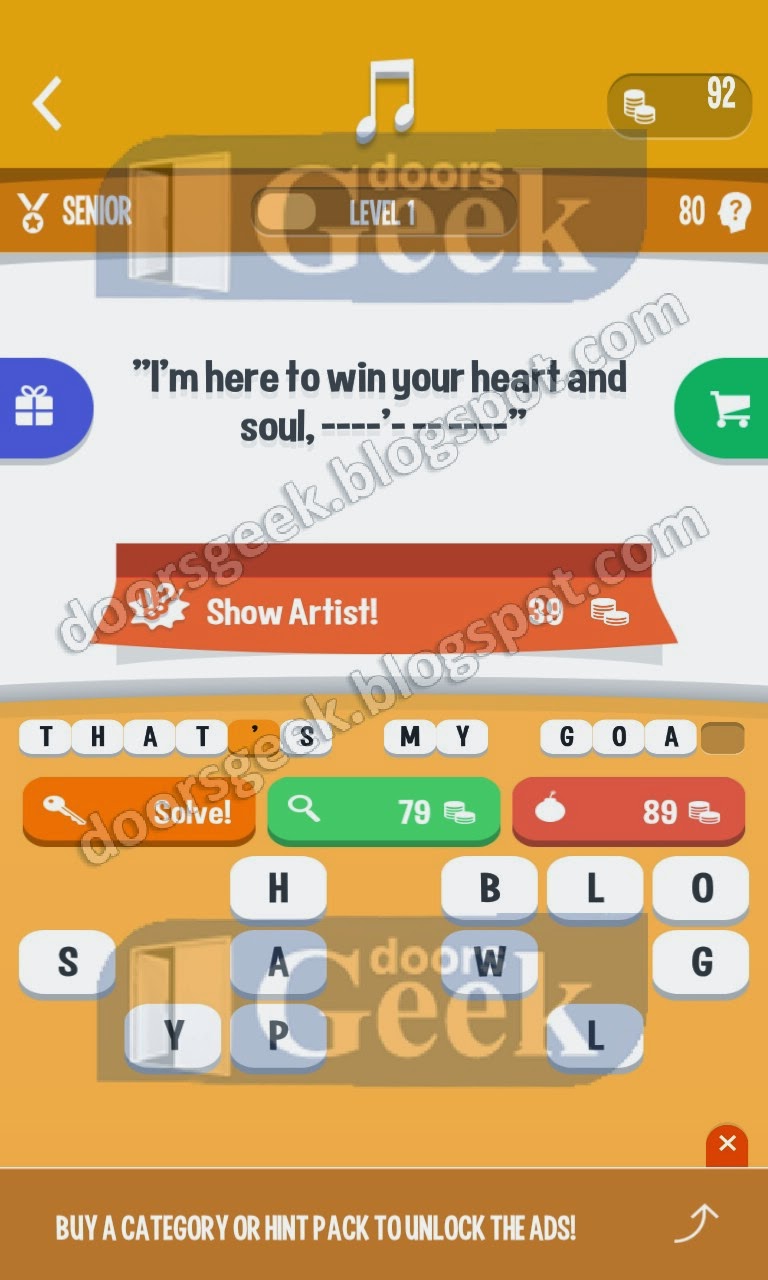 Song Quiz [Senior] Level 1 Answer ~ Doors Geek