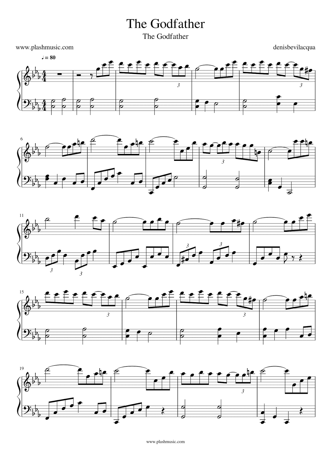 Sheet music and play along of The Godfather for piano - Free sheet ...