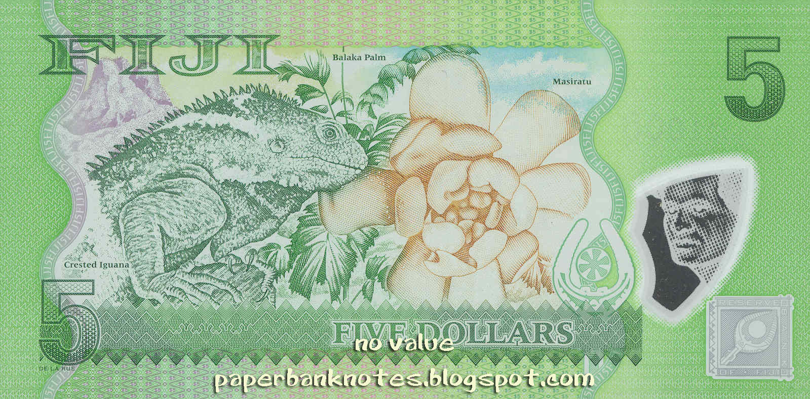 world polymer: .Fiji - $5 2013 Polymer Note First and Replacement Prefix