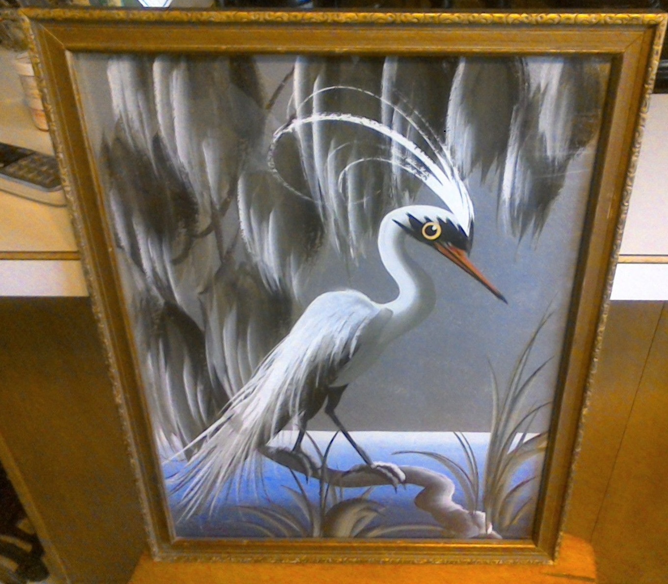 Paintings by M Devoe: PAINTING OF ONE EGRET by M. Devoe