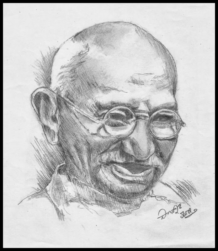 Sketches and Drawings : Mahatma Gandhi - Pencil Drawing