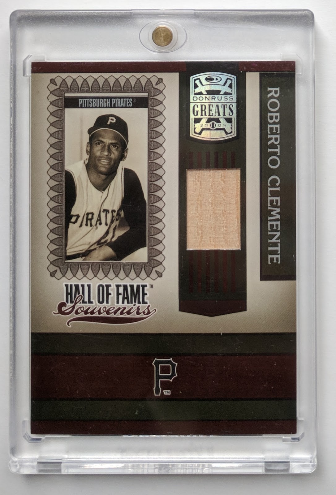 Baseball Card Breakdown: Roberto Clemente bat relic card