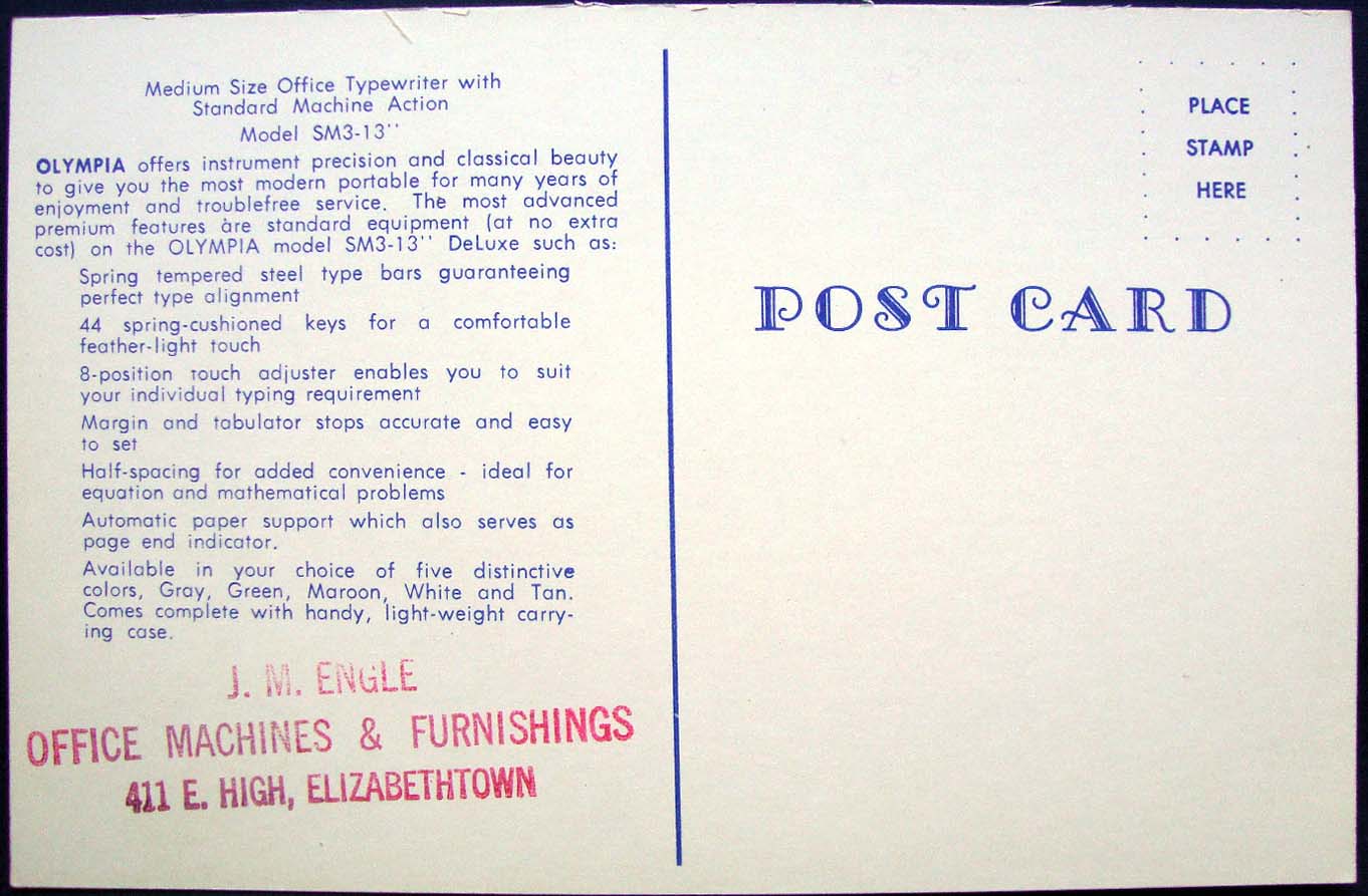 Olympia typewriter postcards/ /THE TYPEWRITER REVOLUTION