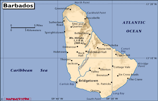 BARBADOS - GEOGRAPHICAL MAPS OF BARBADOS