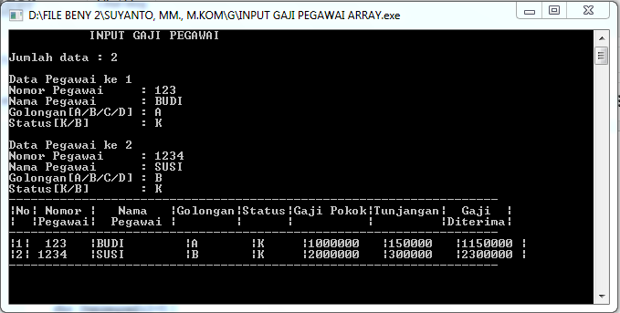 INNOVATION: PROGRAM MENGHITUNG GAJI PEGAWAI DENGAN MENGGUNAKAN VARIABEL ARRAY (C++)