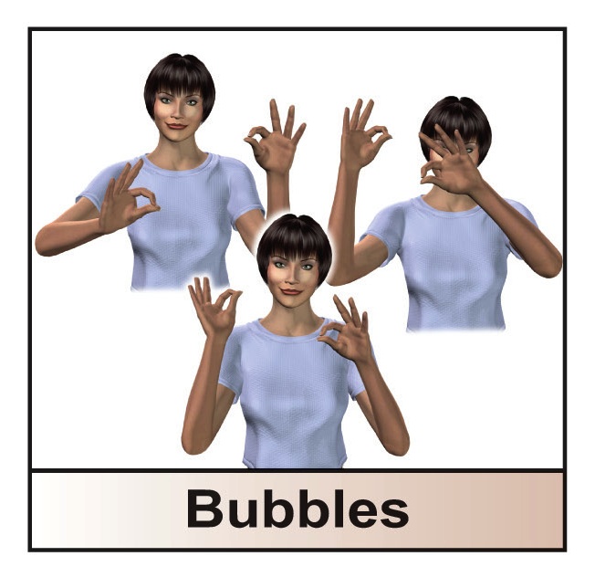 HearMyHands ASL: sign: BUBBLES in Tubby Time!