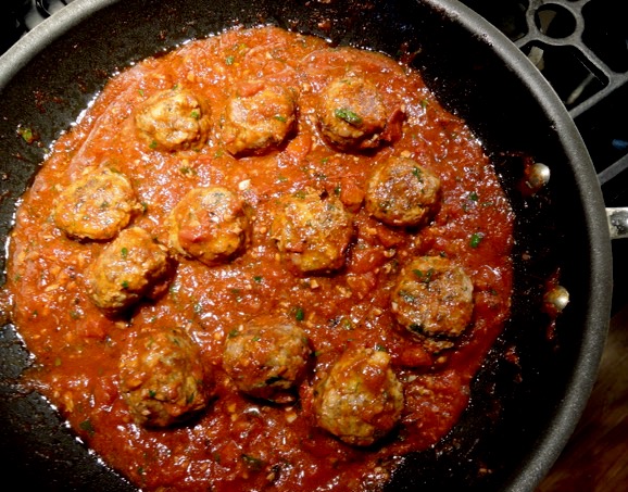 The Briny Lemon: Lamb Meatballs in Garlicky Marinara