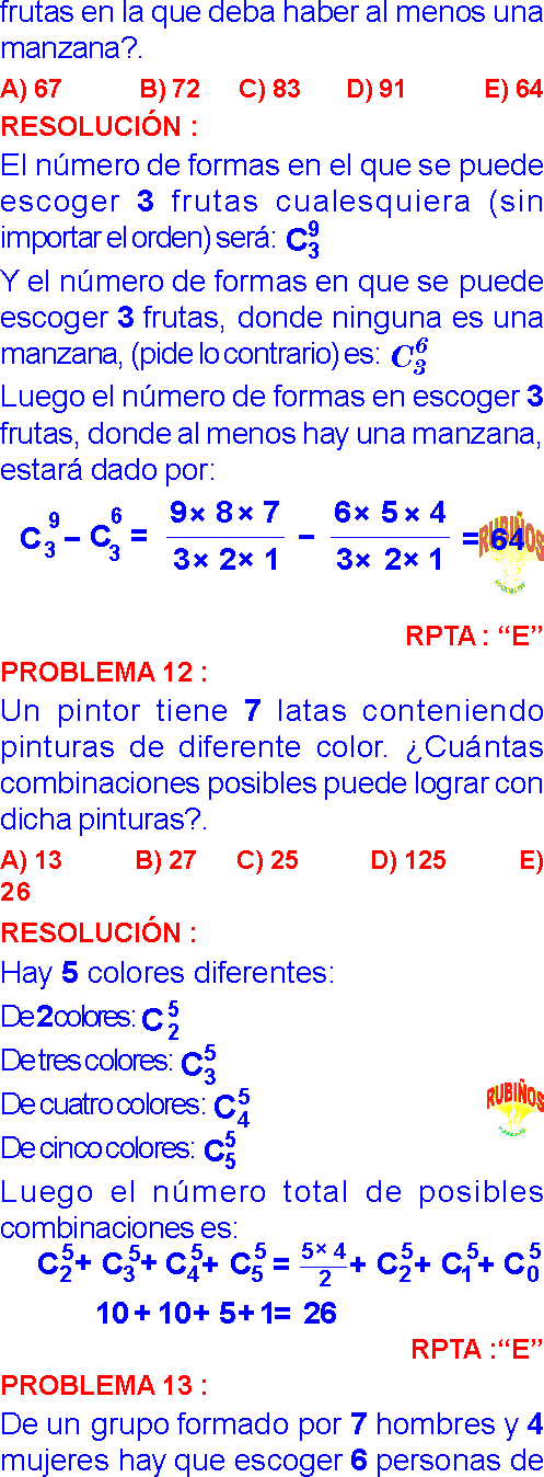 ANÁLISIS COMBINATORIO EJERCICIOS RESUELTOS PDF