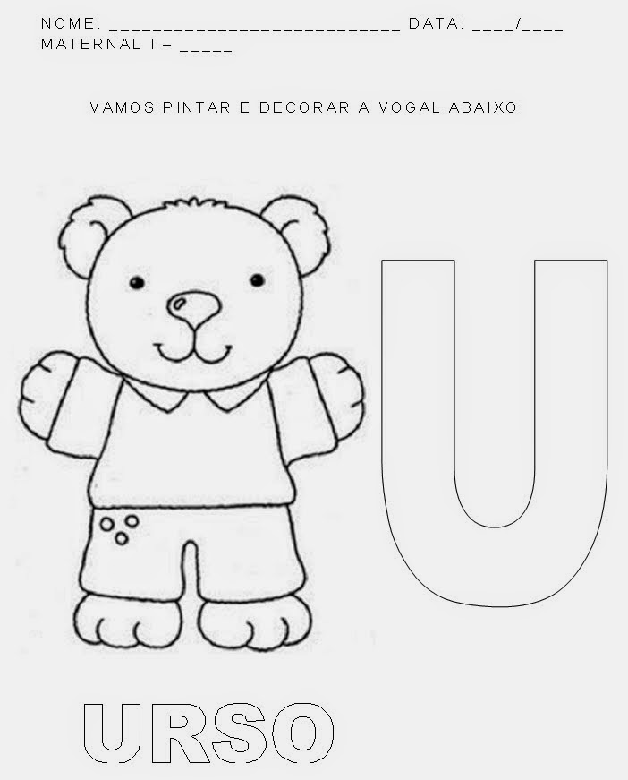 Aprende Brincando: Aprender o Alfabeto - Pintar a letra U