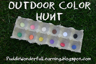 Puddle Wonderful Learning: Toddler Activities: Outdoor Color Hunt