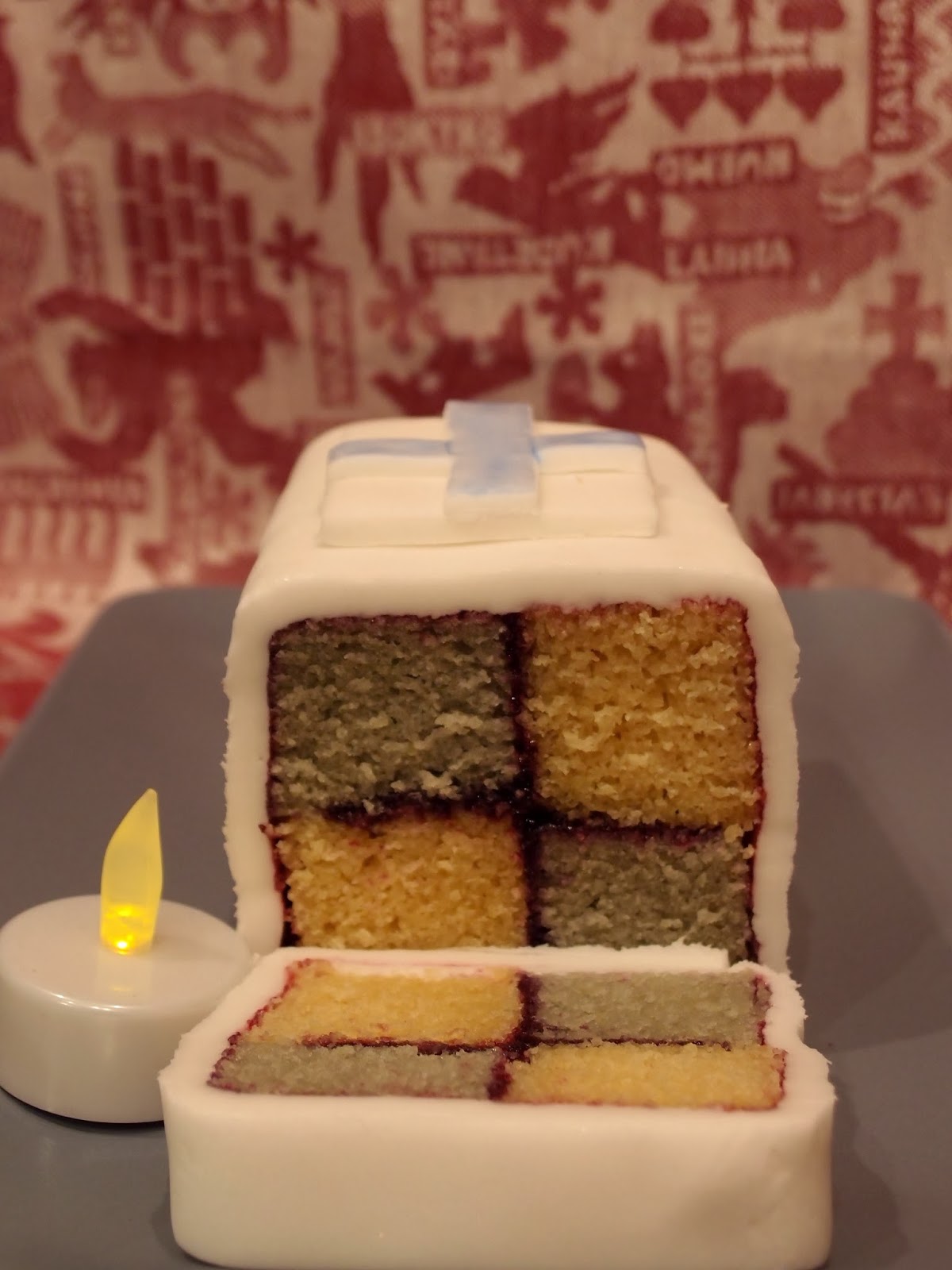 The VegHog: Blue and white Battenberg cake