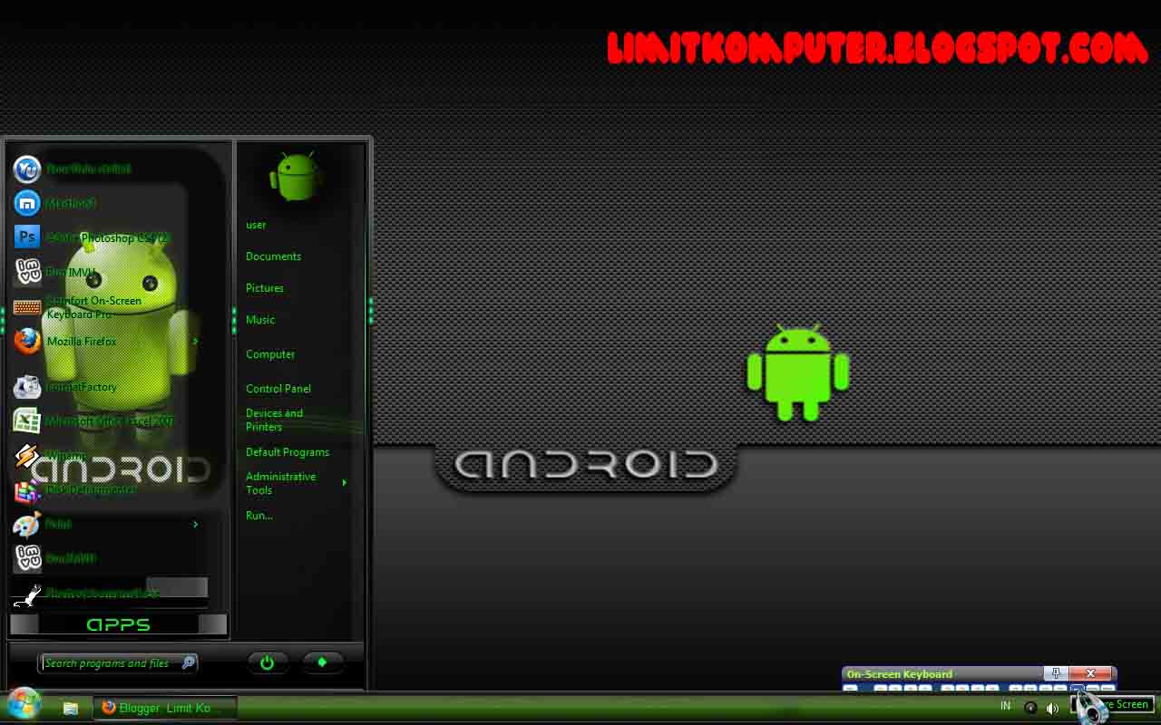 Tema Windows 7 ANDROID | Limit Komputer
