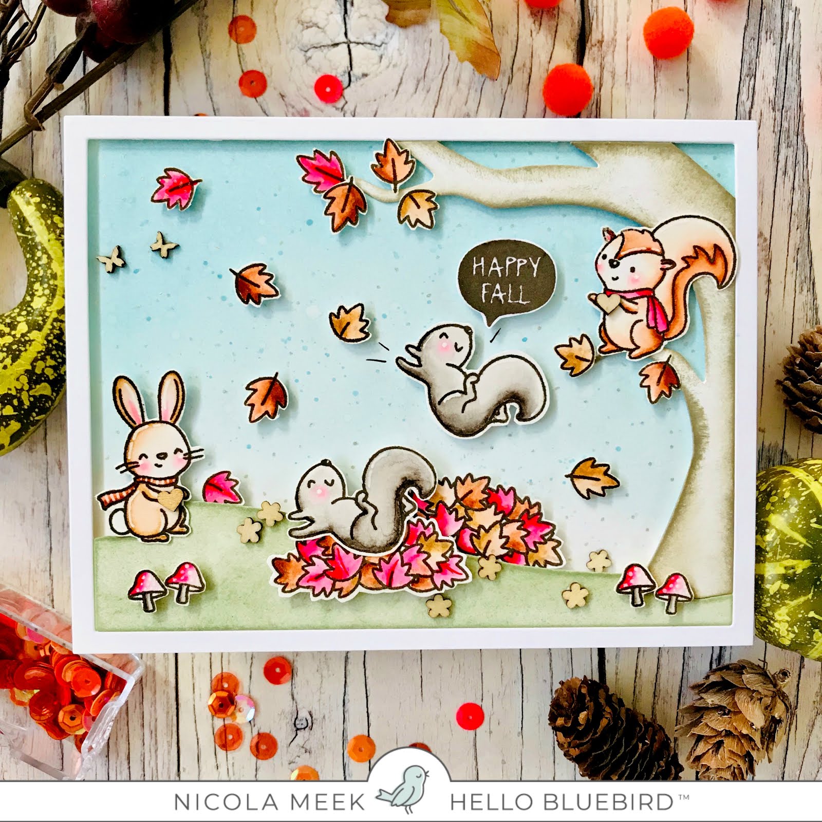 Nicky Noo Cards: Fall Buddies - Hello Bluebird