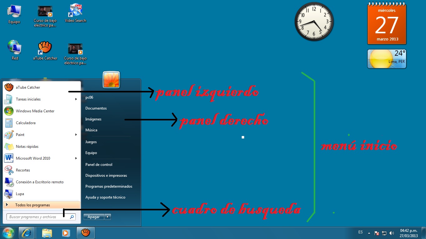 NEILRO: el menu inicio