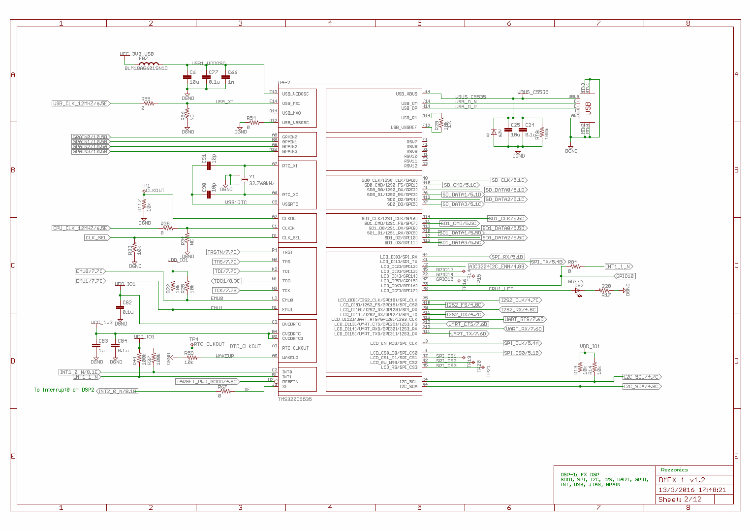Rezzonics: DMFX-1-1 (main board) schematics and BoM