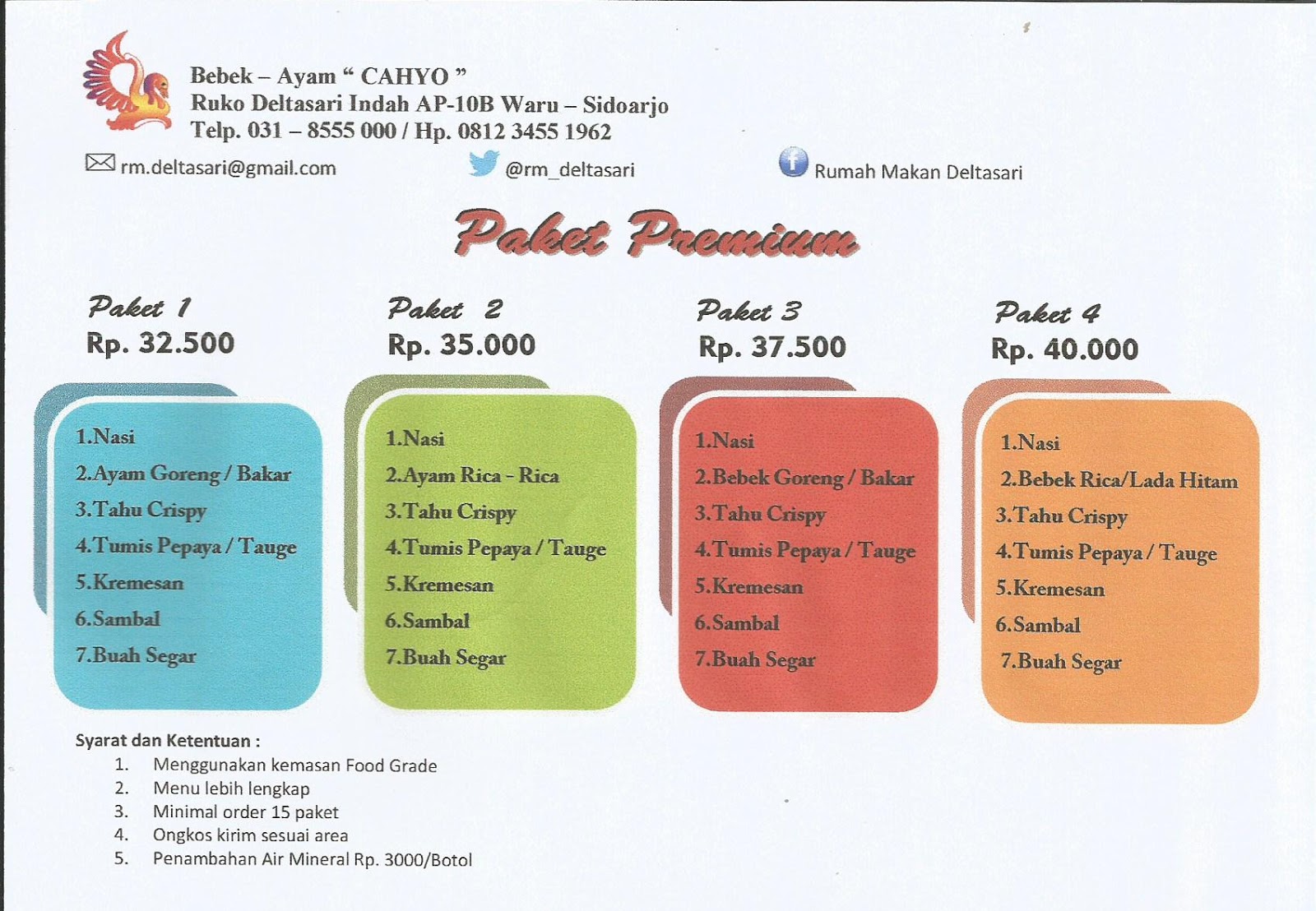 Rumah Makan Deltasari Indah: Paket Premium