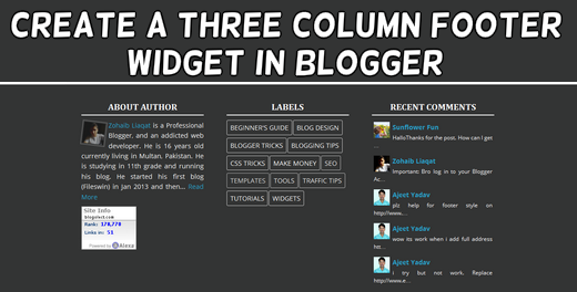 How To Create A Three Column Footer Widget In Blogger Blogolect