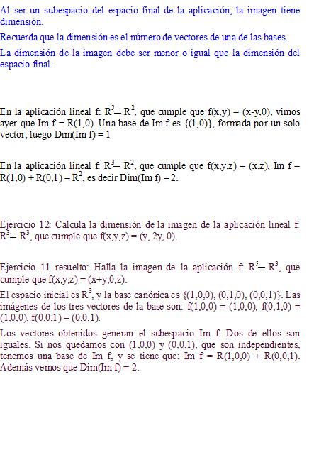 COMENTARIOS SOBRE ALGEBRA LINEAL: LA DIMENSIÓN DE LA IMAGEN