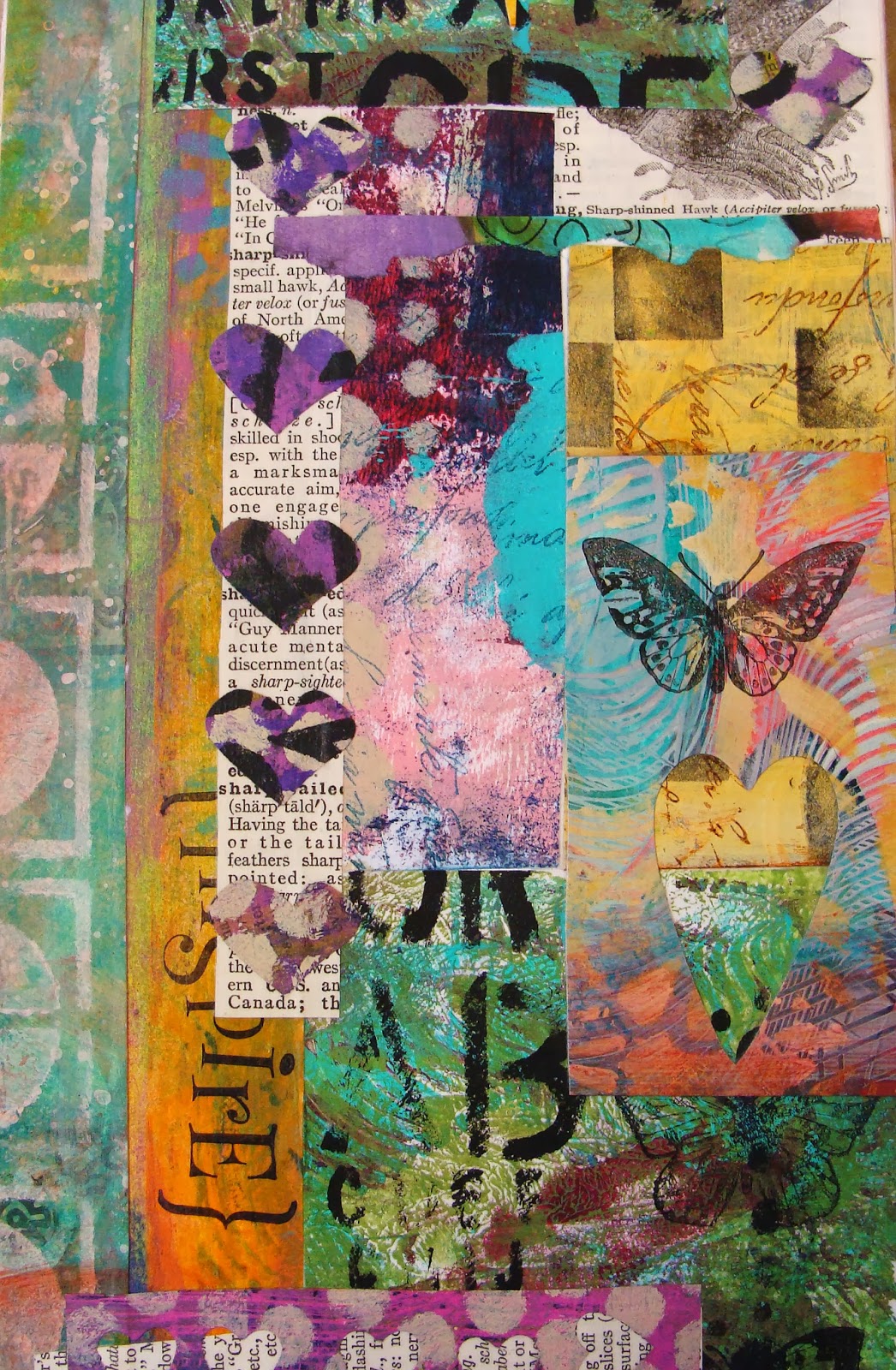 My Art Journal: Some More Collaged Art With My Painted Papers