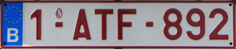 Belgian Licence Plates: Pictures of numbers from 001 to 999