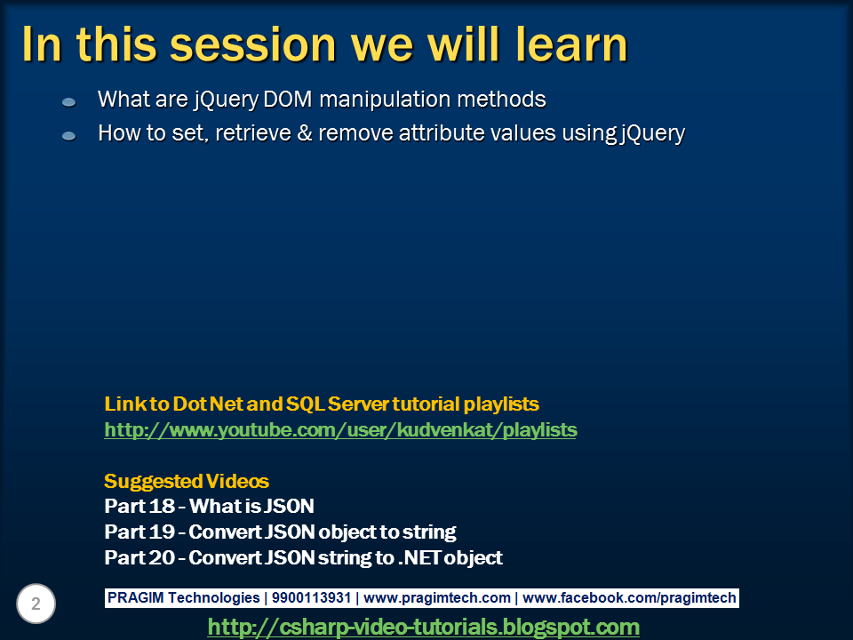 Sql Server Net And C Video Tutorial Jquery Dom Manipulation Methods 