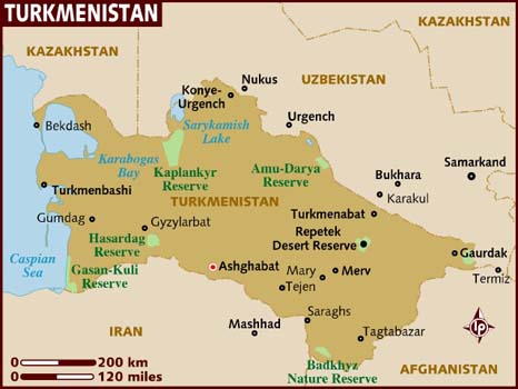 Turkmenistan Map Political Regional | Maps of Asia Regional Political City