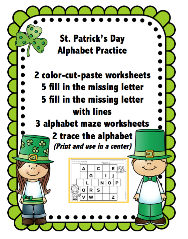 St. Patrick's Day Alphabet Practice ~ Preschool Printables