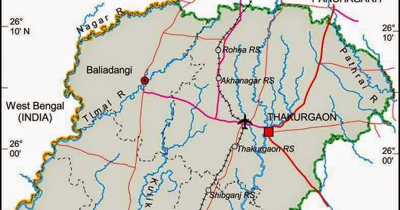 Thakurgaon Zila Map, Rangpur Division, Bangladesh