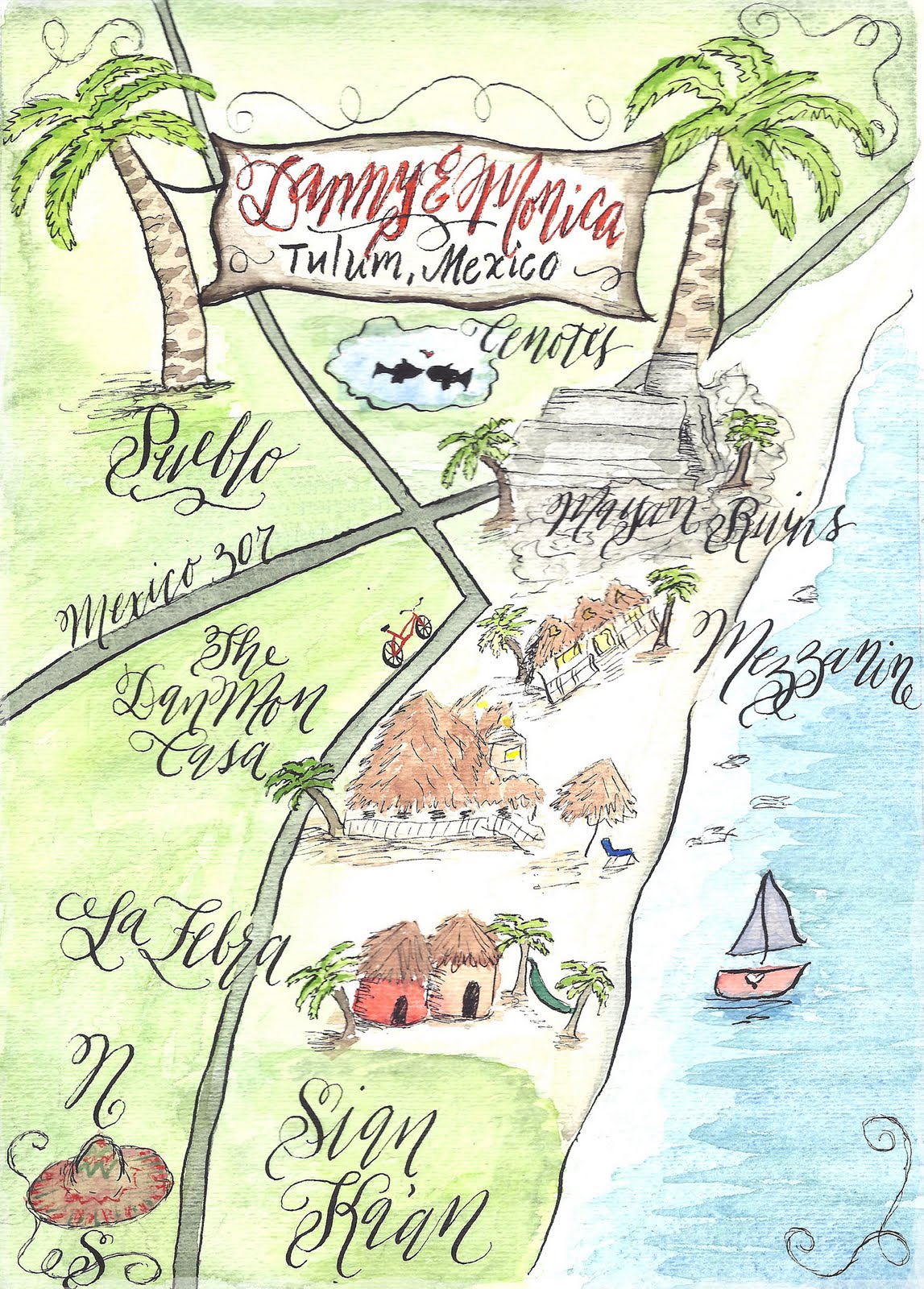 Designs by Robyn Love: Calligraphy Wedding Maps in Watercolor (part 2)