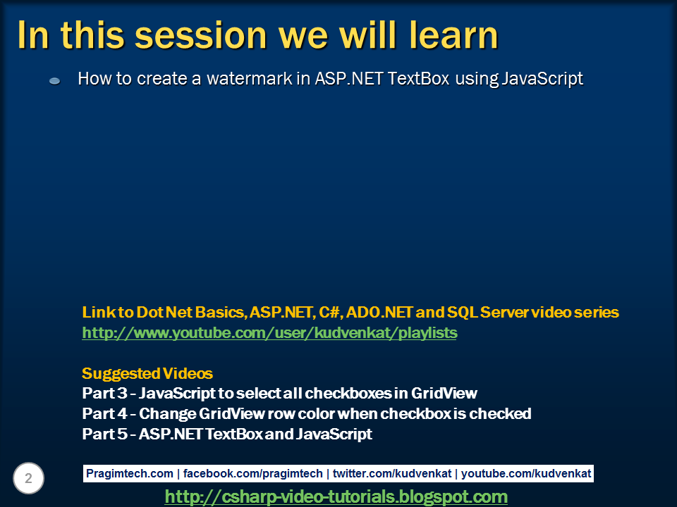 Sql Server And C Video Tutorial Watermark In Asp Textbox Using Javascript
