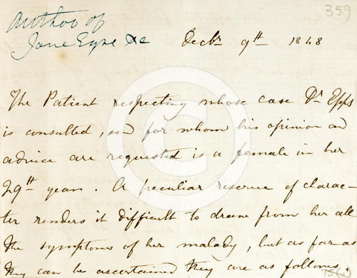 the Brontë Sisters: Charlotte Brontë's letter to Dr Epps, 1848.