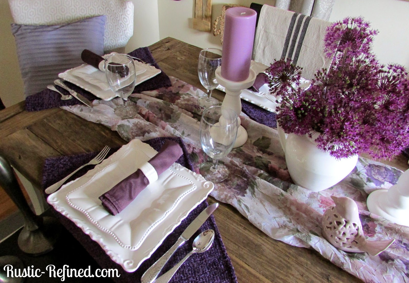 Purple Pinch Tuesday Tablescape | Rustic & Refined