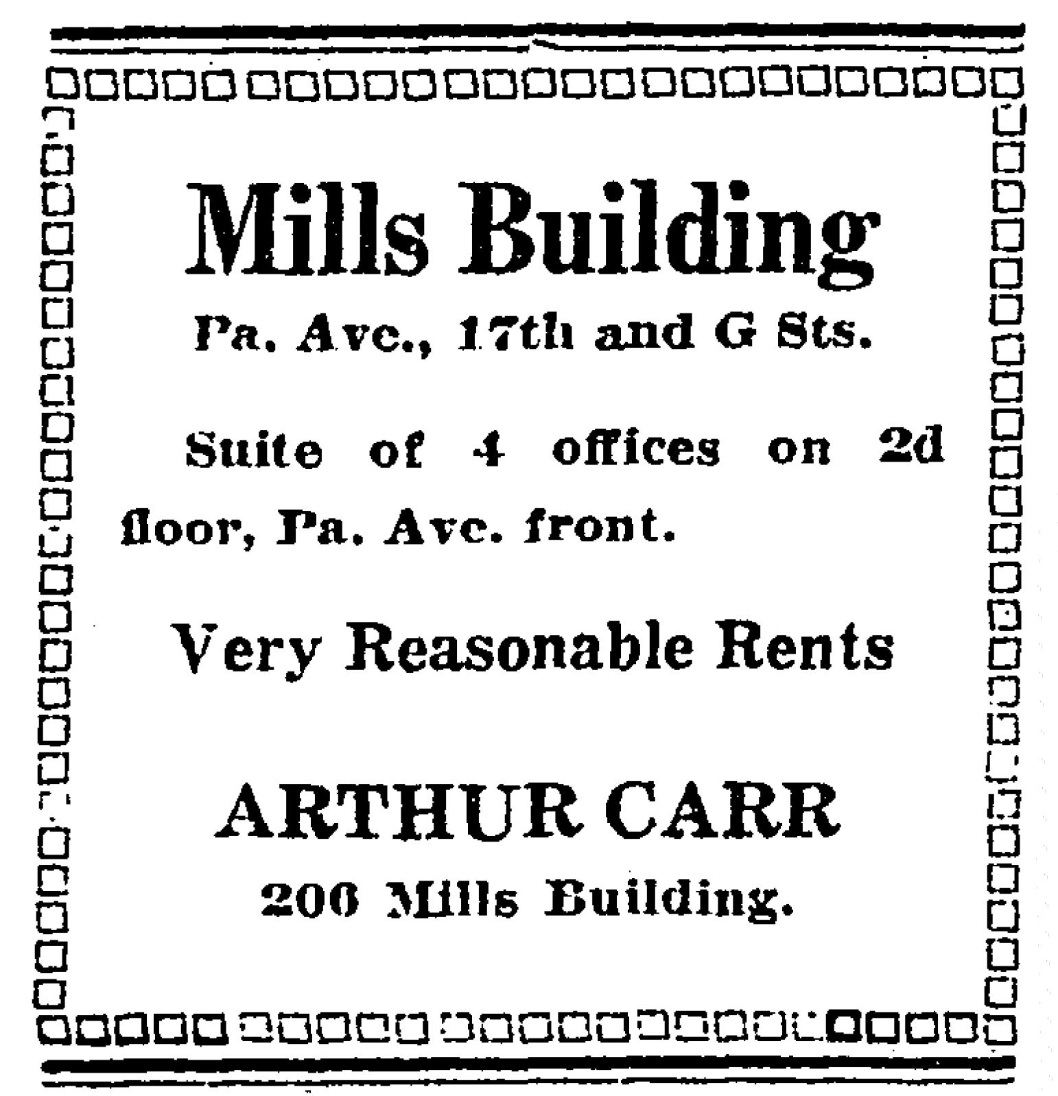 General Anson Mills And His Office Building on Pennsylvania Avenue