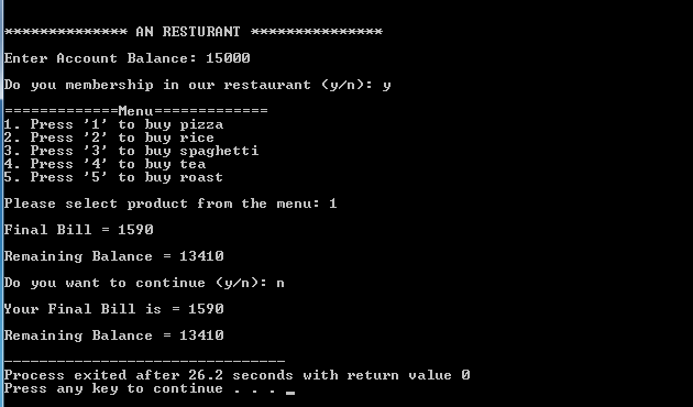 Online Restaurant Management System Project in C++ - PProgramming