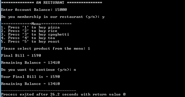 Online Restaurant Management System Project In C