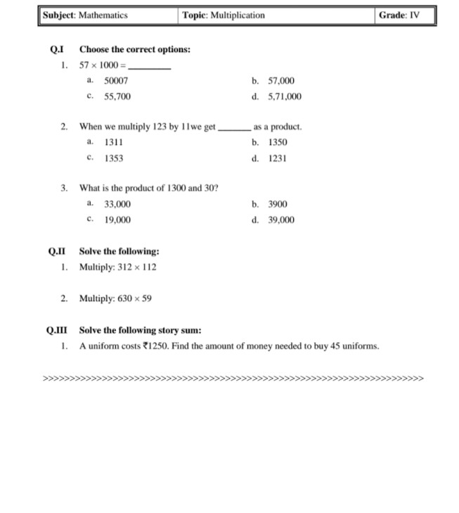 Practice sheet for mathematics