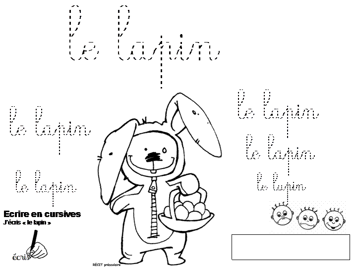 Maternelle: J'écris en cursives : le lapin